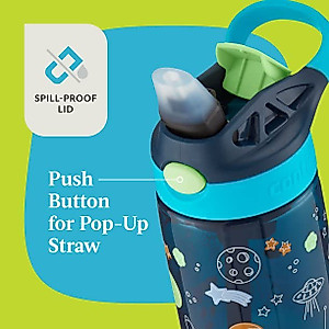 Contigo Kids Water Bottle with Straw - 2 Pack, 14 oz, Autospout Technology – Spill Proof, Easy-Clean Lid Design Ages 3 Plus, Dishwasher Safe Cosmos & Gummy Sharks