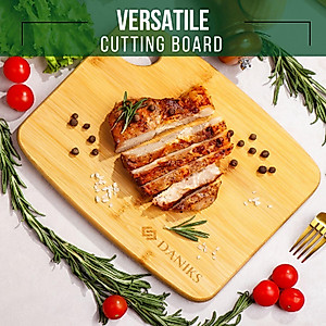 Daniks 100% Organic Bamboo Cutting Board for Kitchen | Heavy Duty Wood Chopping Board | Extra-Thick Cutting Board for Serving, Meat and Veggies | 11x9"