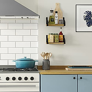 You Have Space Prato 9" Floating Shelves for Living Room Decor, Small Book Shelves for Bedroom, Bathroom & Kitchen Organization and Storage Shelves for Wall, Burnt, Set of 2