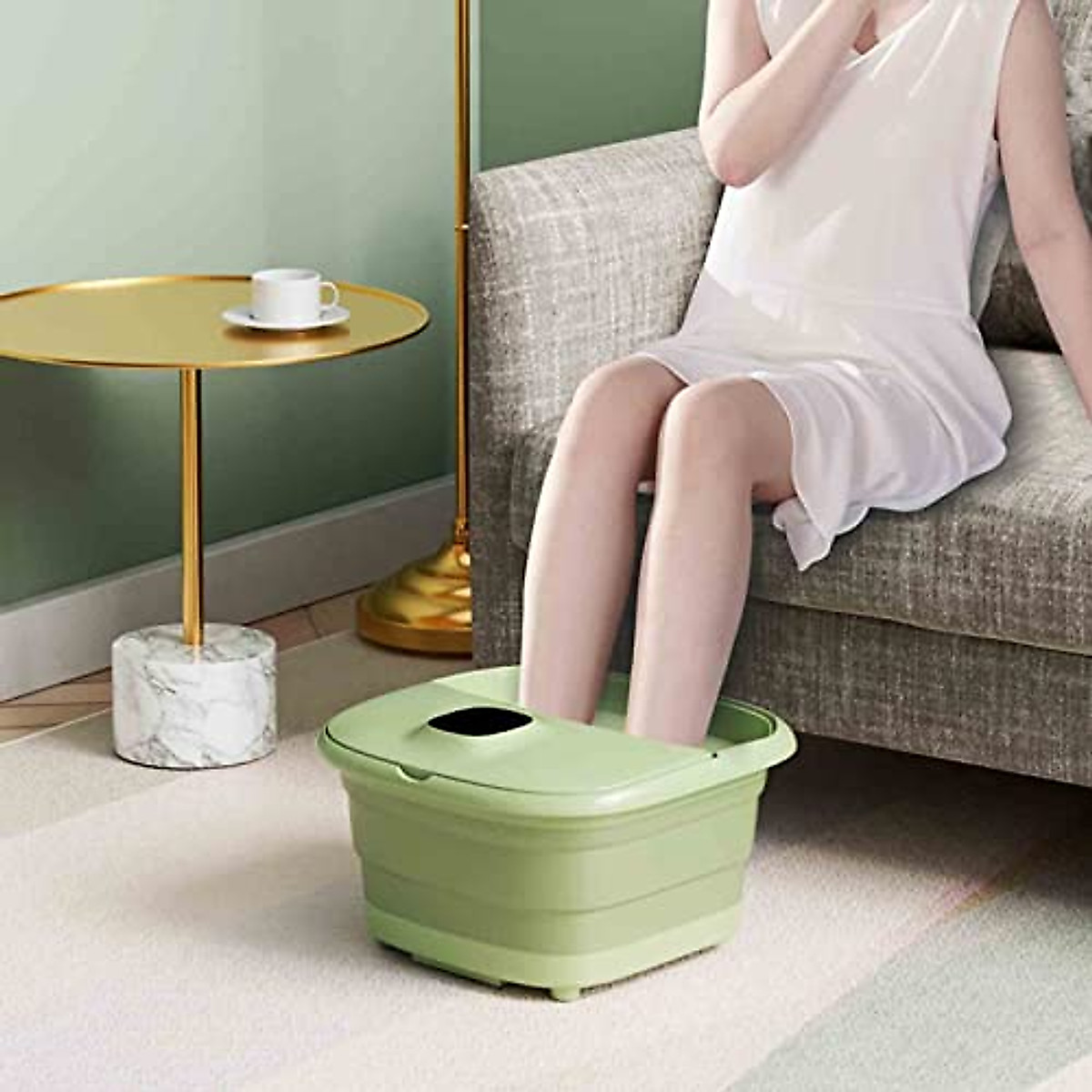 YEmirth Foldable Foot Bath Foot Bath Tool, Foot Bath Basin with Foot Massager, Help Sleep, Foot spa, Suitable for Family spa Pedicure, can Save Space[A1]