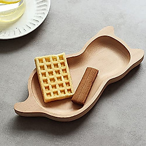 BESTonZON Japan Candy Wood Cat Plate, wood serving platters cat shaped tray japanese wood plate Cat Shaped Serving Vintage Tray