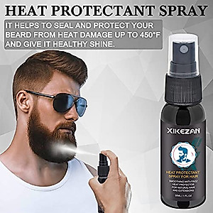 Beard Straightener Kit,Beard Growth Grooming Kit w/Beard Straightener,Heat Protectant Spray,Beard Wash Shampoo,Conditioner,Oil,Balm,Wax,Comb,Brush,Scissor,Bag,E-Book,Gifts for Men Him Dad