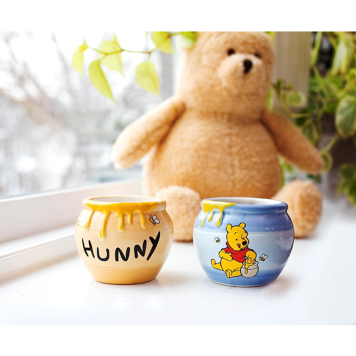 Disney Winnie the Pooh Hunny Pot Sculpted Ceramic Mini Mugs | Set of 2