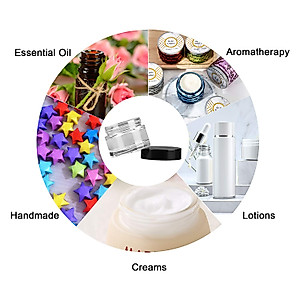 Encheng 30 Pack of 2 oz Clear Round Glass Jars,with Inner Liners and black Lids,Empty Cosmetic Containers,Cream jars