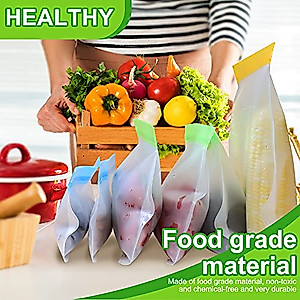 Reusable Food Storage Bags - 12 Count BPA Free Reusable Freezer Bags (2 Gallon & 5 Sandwich & 5 Snack Size Bags) Tangibay Leakproof Freezer Safe Bag for Meat Fruit Vegetable