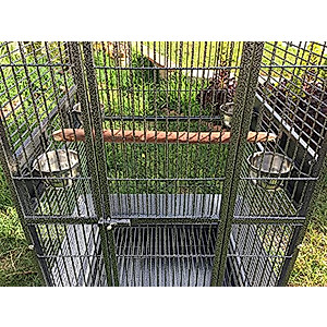 New Large Elegant Wrought Iron Dome Play Top Bird Parrot Cage, Include Metal Seed Guard Solid Metal Feeder Nest Doors (24" W x 22" D x 63" H, Black Vein)