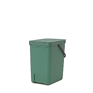 Brabantia Sort & Go Kitchen Recycling / Garbage Trash Can (6.6 Gal / Fir Green) Stackable Refuse Organiser with Handle & Removable Lid, Easy Clean, PerfectFit Bags Included