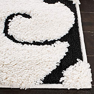 SAFAVIEH Florida Shag Collection 8'6" x 12' Ivory / Black SG455 Scrolling Vine Graceful Swirl Textured Non-Shedding Living Room Bedroom Dining Room Entryway Plush 1.2-inch Thick Area Rug