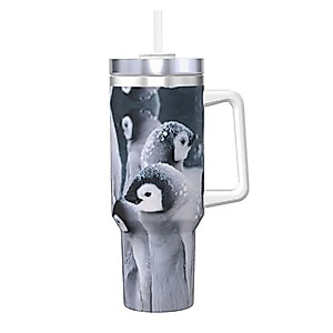HULIBIN Cute penguin1 Print Double Deck Stainless Steel Travel Coffee Cup With Lid 40 Oz Ice Bully Cup