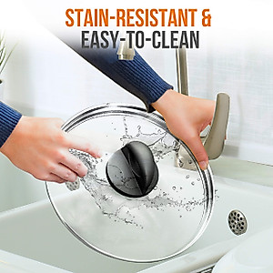 NutriChef Durable Dutch Oven Pot Lid - See-Through Tempered Glass Lids, Fits 9.5'' -inches Pot and Oven Safe, Dishwasher Safe, Works with Model: NCCW12S - NutriChef PRTNCCW12SDOPLID