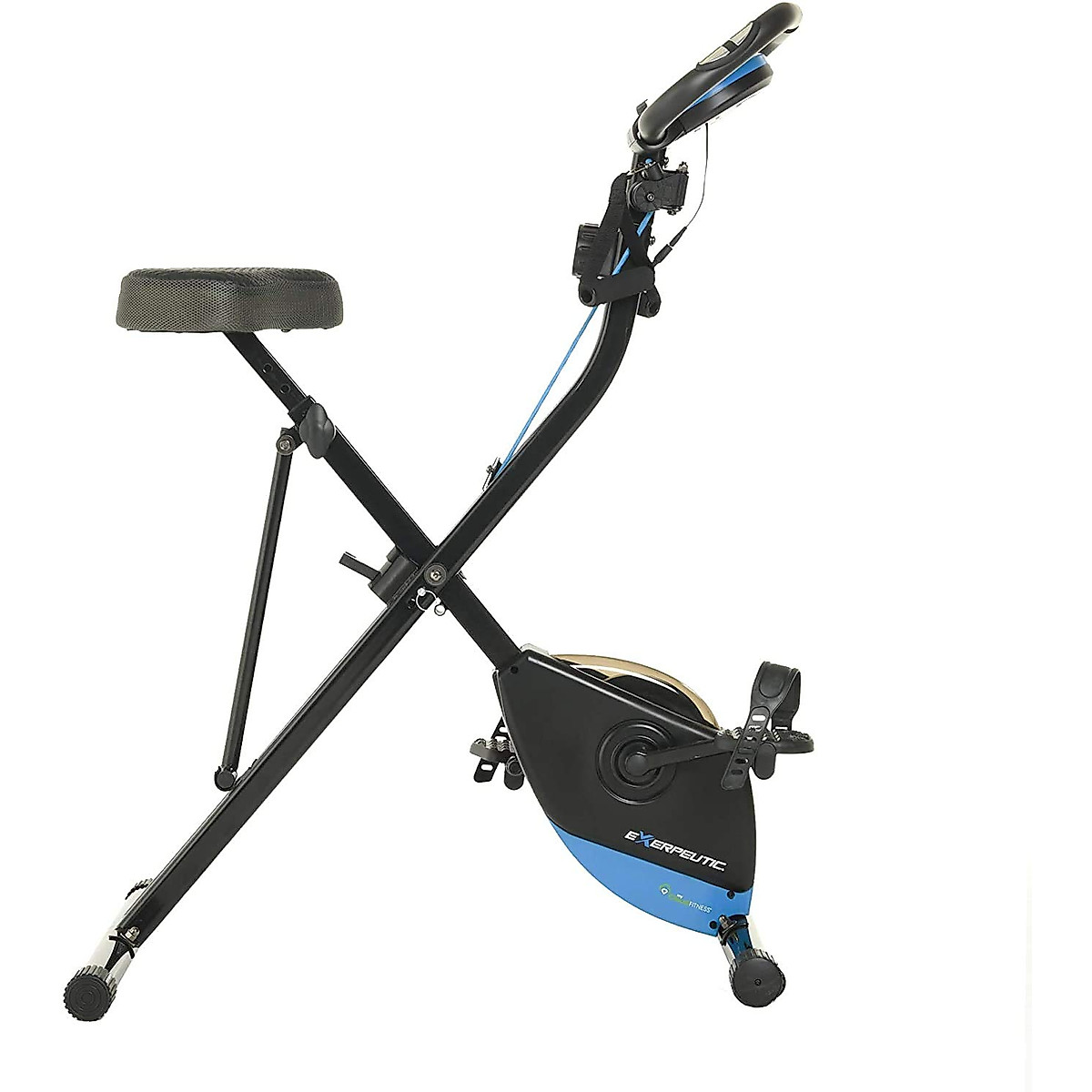 Exerpeutic Bluetooth Smart Foldable Bike with Resistance Bands and Free MyCloudFitness App, Black Folding Bike