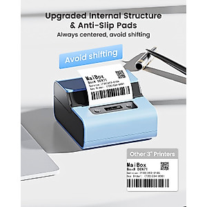 Phomemo M221 Label Printer, Newest Upgraded 3'' Bluetooth Thermal Label Maker, Easier & More Stable,for Product, Address, Barcode, Small Business, Home Portable DIY on Phone/PC,+100 Labels, Sky Blue