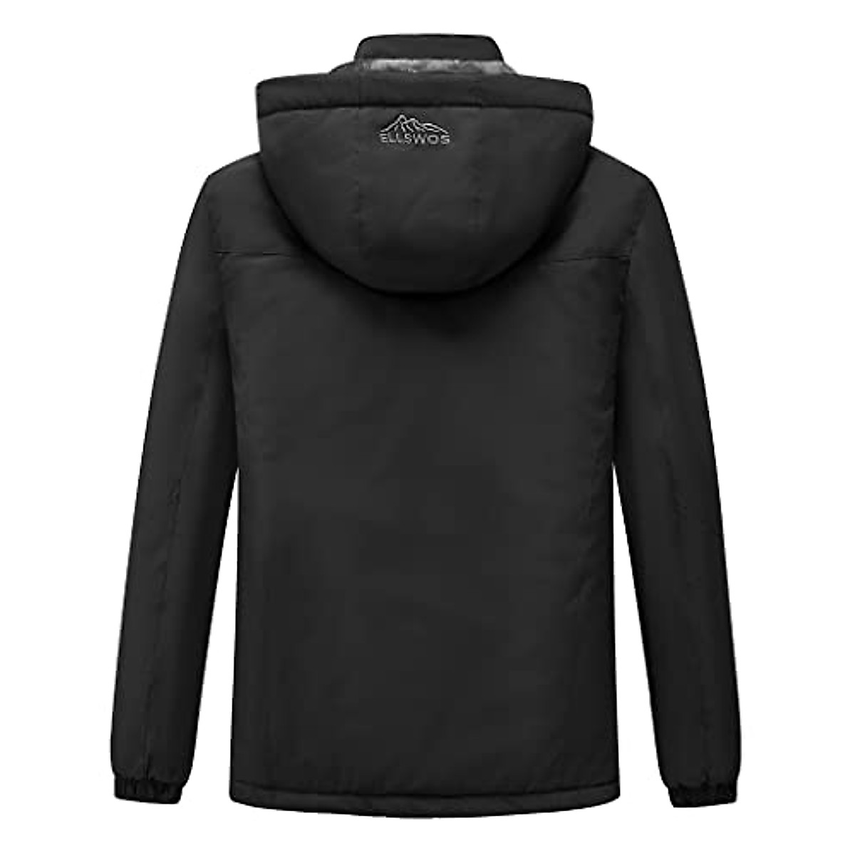 ELLSWOS Men's Waterproof Ski Jacket Winter Snow Coat Warm Hooded Raincoat Windproof Windbreakers, Black, Medium