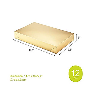 GREEN BEAN Gift Boxes for clothes 14.5x9.5x2 Inches, Shirt Gift Boxes, Large Gift Boxes with Lids, Gold Gift Boxes for clothes (Embossing Gold, Pack of 12)