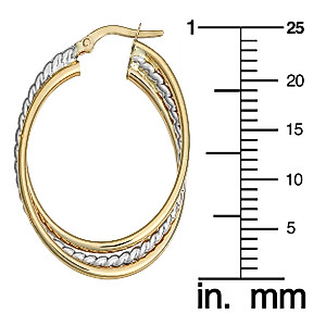 Kooljewelry 10k Two-tone Gold Overlapping Oval Hoop Earrings