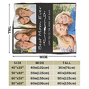 Best Mom Ever Custom Blanket, Birthday Gifts for Mom from Daughter Son with Pictures, Customized Photo Collage Mother Blankets Wife Birthday Gifts, Personalized Flannel Blanket with Photo as a Gift