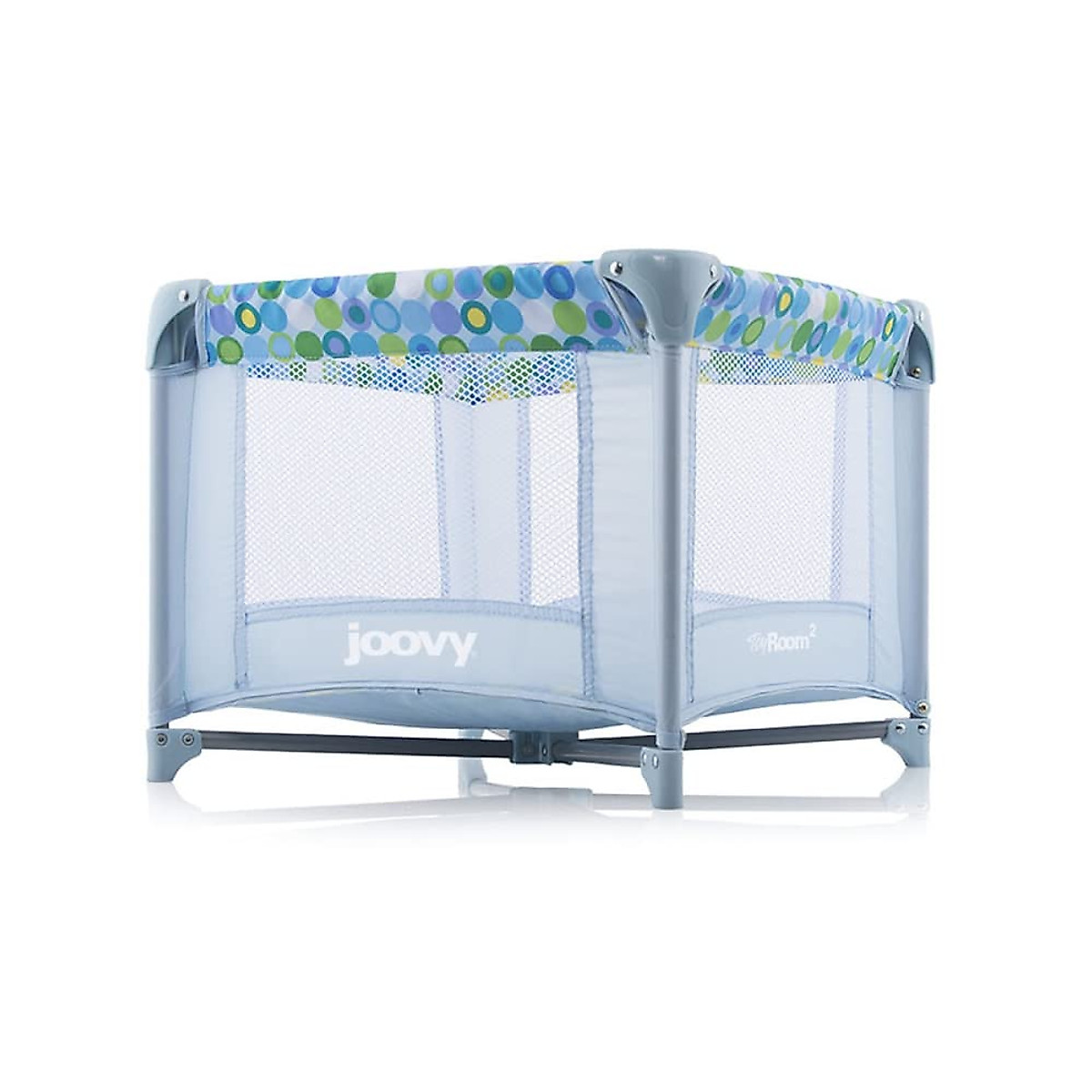 Joovy Toy Room² Playard Baby Doll Playpen Featuring Sturdy Steel Frame and Collapsible Design Allows for Easy Fold for Travel, and Travel Case - Large Enough for 22” Dolls (Blue Dot)