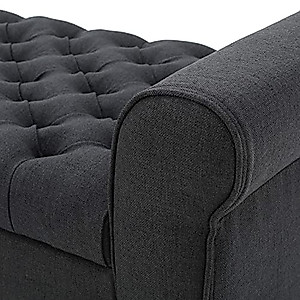 Christopher Knight Home Keiko Fabric Armed Storage Bench, Dark Grey, 19.50”D x 50.00”W x 19.25”H