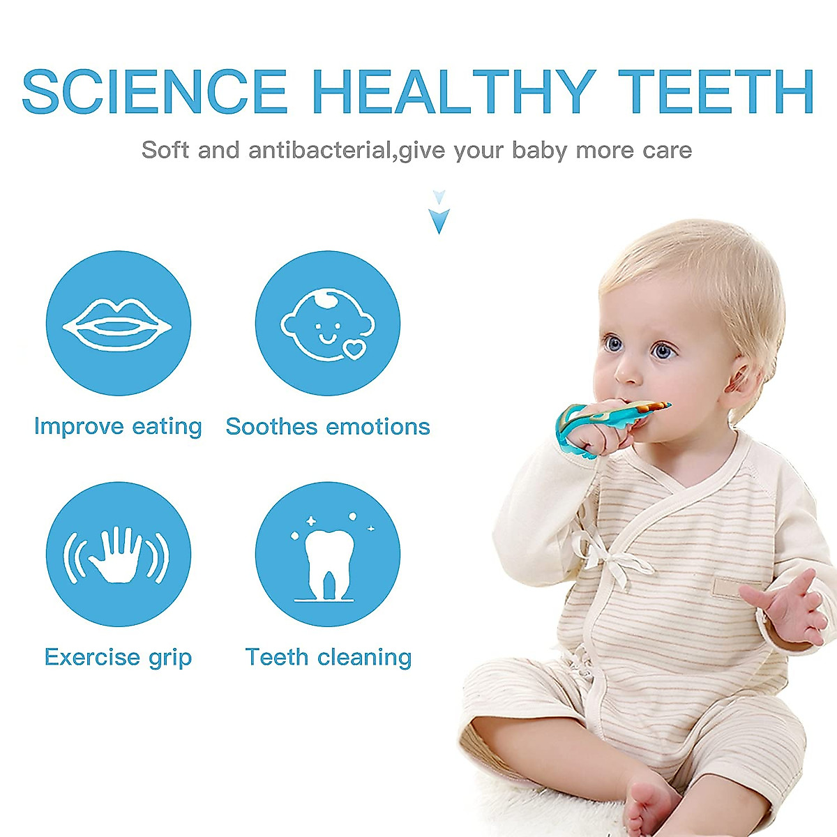 Towwi Baby Teething Toys for 0-6 and 6-12 Months Baby Teethers 3 Packs for Infants, BPA-Free, Eco-Friendly Non-Toxic Silicone, Adjustable Wristband Chew Natural teethers for Babies