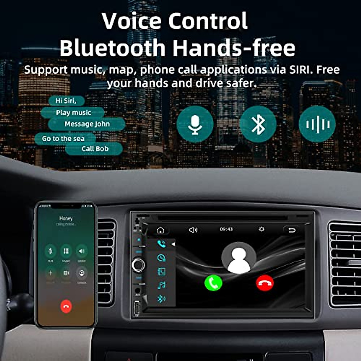 Double Din Car Stereo Radio with CD/DVD Player, 7inch Touch Screen Car Stereo with CarPlay & Android Auto, Backup Camera, Bluetooth 5.1, Mirror link, Subwoofer,SWC, AM/FM Car Radio Receiver, AUX Input
