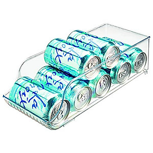 iDesign BPA-Free Plastic Water Bottle and Drink Holder Fridge Organizer Bin for Kitchen, Basement, Garage Fridge – 13.7" x 5.4" x 4.1", Clear Plastic