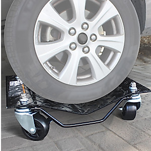 WayTov 50855 16" x 12" Solid Steel 4 Piece Car Dolly with 3" Swivel Wheels, 6,000 lb. Rating