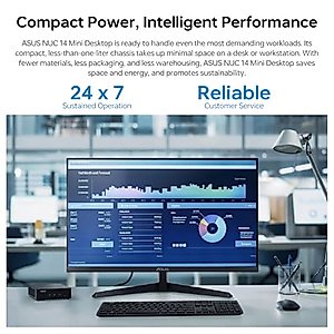 ASUS NUC 14 Pro Mini PC, Intel 6-Core Processor(Up to 4.7 GHz), 16GB DDR5 RAM, 2TB SSD, HDMI 2.1 Dual 4K Display, 2.5G Ethernet, 2X Thunderbolt 4, Wi-Fi 6 & Bluetooth, Windows 11 Pro, Black