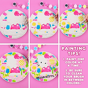 Sanrio Hello Kitty Paint Your Own Stepping Stone, Includes 7” 6 Paints & 1 Paintbrush, Cute Gifts for Kids Teens Girls Adults
