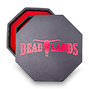 Deadlands - D&D Dice Tray of Holding by Norse Foundry, 8” Octagon Shape Dice Rolling Tray for Dice Games Like RPG and DND, Dice Box Storage, Removable Top Lid – Soft Padded Inner Lining