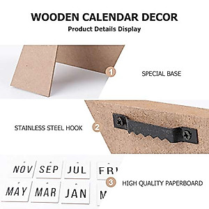 Garneck Wooden Desktop Calendar Wall Hanging Calendar Manual Perpetual Calendar Planner Schedule Year Calendar for Desk Top Office Home Decoration (White)