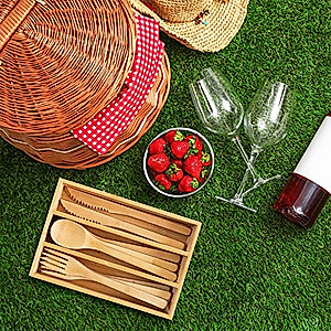 Totally Bamboo 12-Piece Reusable Bamboo Flatware Set with Portable Storage Case, Dishwasher Safe