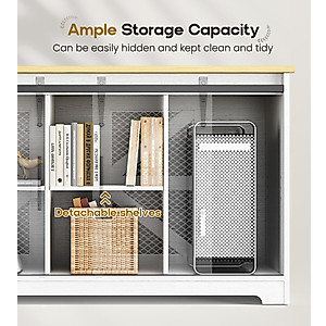 DOMICON Rustic Corner Desk with Storage, L Shaped Farmhouse Office Desk with Sufficient Storage Capacity, Built-in Power Socket and Barn Door Design