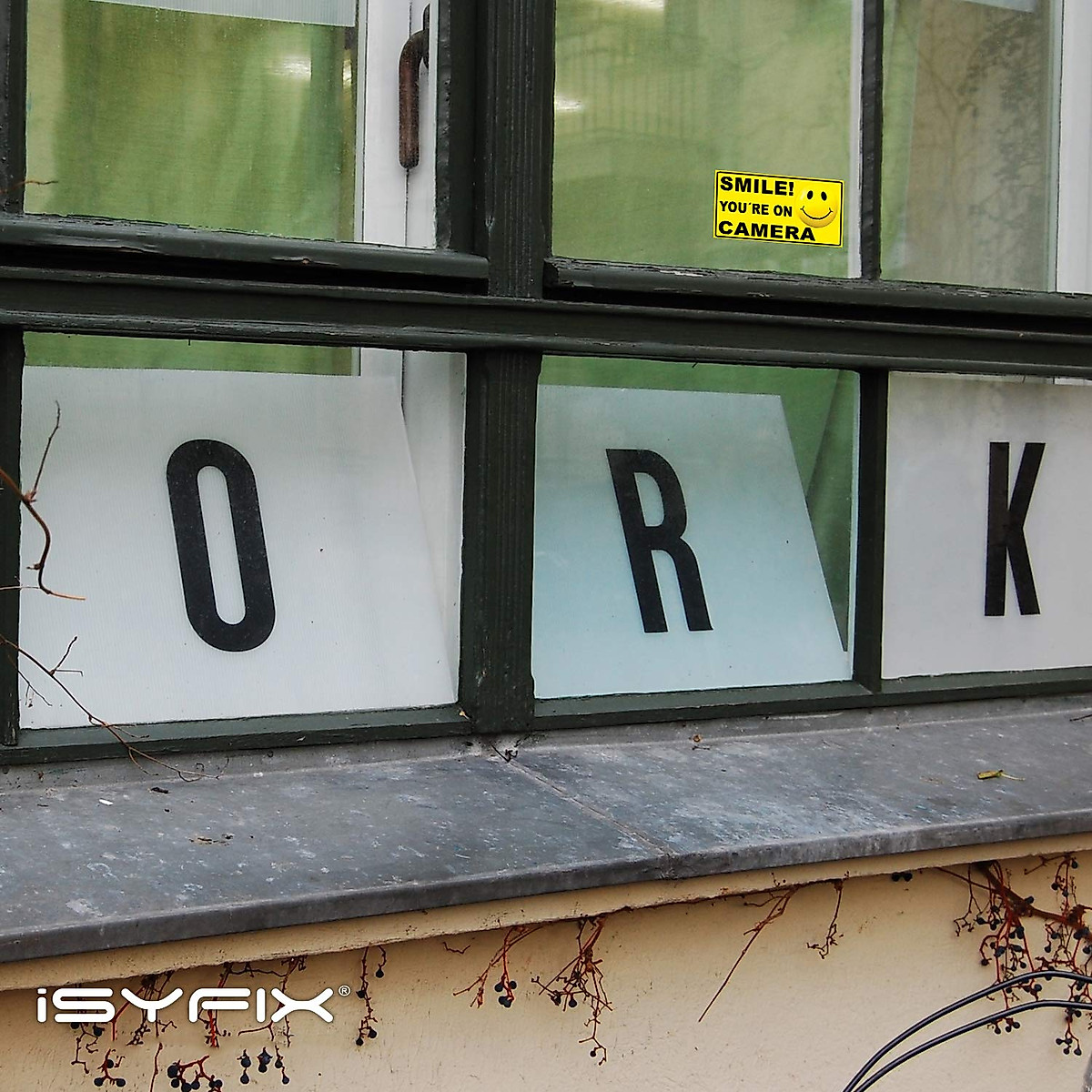 iSYFIX Smile You're on Camera Stickers for Business – 6 Pack 4x2 Inch – Self-Adhesive Vinyl Decal, Laminated for Ultimate UV Protection, Fade Resistance, Security Camera Sign for Home, Business, CCTV