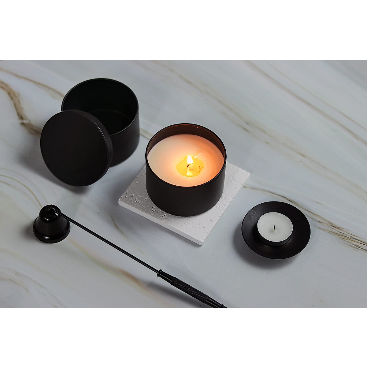 Aroparc Candle Tins 8oz with Lids, 24 Pack Seamless Bulk Candle Containers for Candle Making Supplies Wholesale Empty Candle Jars - Black