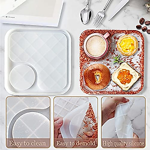 MOUGIGI Resin Tray Molds Set, Large Rectangular Rolling Tray Mold with The Edge, Silicone Tray Mold Fit Breakfast, Afternoon Tea, Fruit Snacks, DIY Silicone Molds for Resin Casting, Home Decoration.