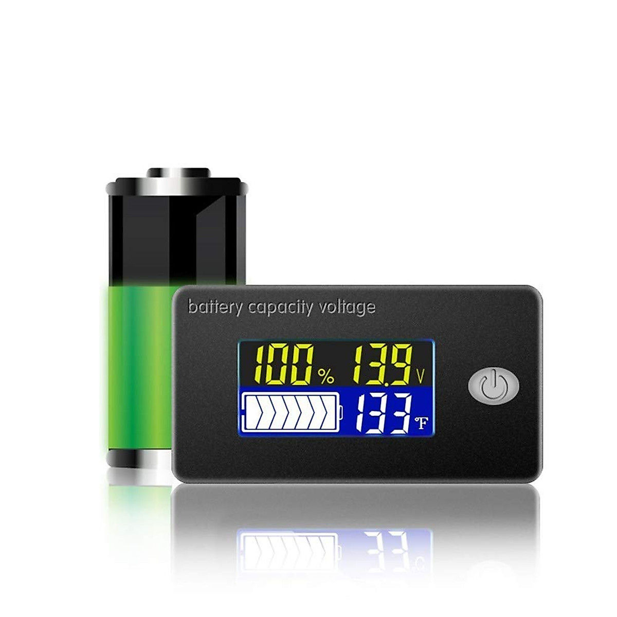 Battery Capacity Voltage Meter 0-179℉ Temperature Monitor 12V 24V 36V 48V Lead Acid Battery Lithium Battery Gauge Meter (36V)