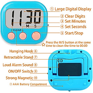 2 Pack Classroom Timers for Teachers Kids Large Magnetic Digital Timer Blue Pink