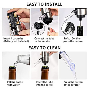 Electric Wine Aerator Pourer Automatic Wine Dispenser Pump with Retractable Tube for One-Touch Instant Oxidation Smart Wine Aerator Decanter for Travel/Home