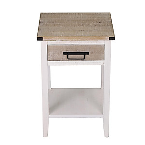 RUSTOWN Farmhouse Bedside Table Set of 2, Rustic Nightstand with Drawers and Open Shelf, Side Table End Tables for Bedroom/Living Room/Lounge (Vintage White)