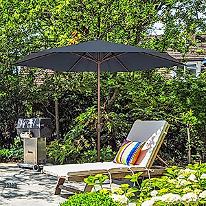 Ogrmar 9 FT Patio Umbrella Outdoor Table Umbrella with Push Button Tilt and Crankfor Terrace, Backyard, Garden, Courtyard, Swimming Pool, Lawn (Navy Blue)