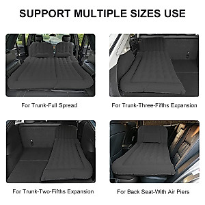 Byomostor 3 in 1 SUV Air Matterss | Car Mattress with Electric Air Pump-2 Support Fillers & 2 Pillows Fits SUV|MPV|Minivan for Road Trip Camping Black
