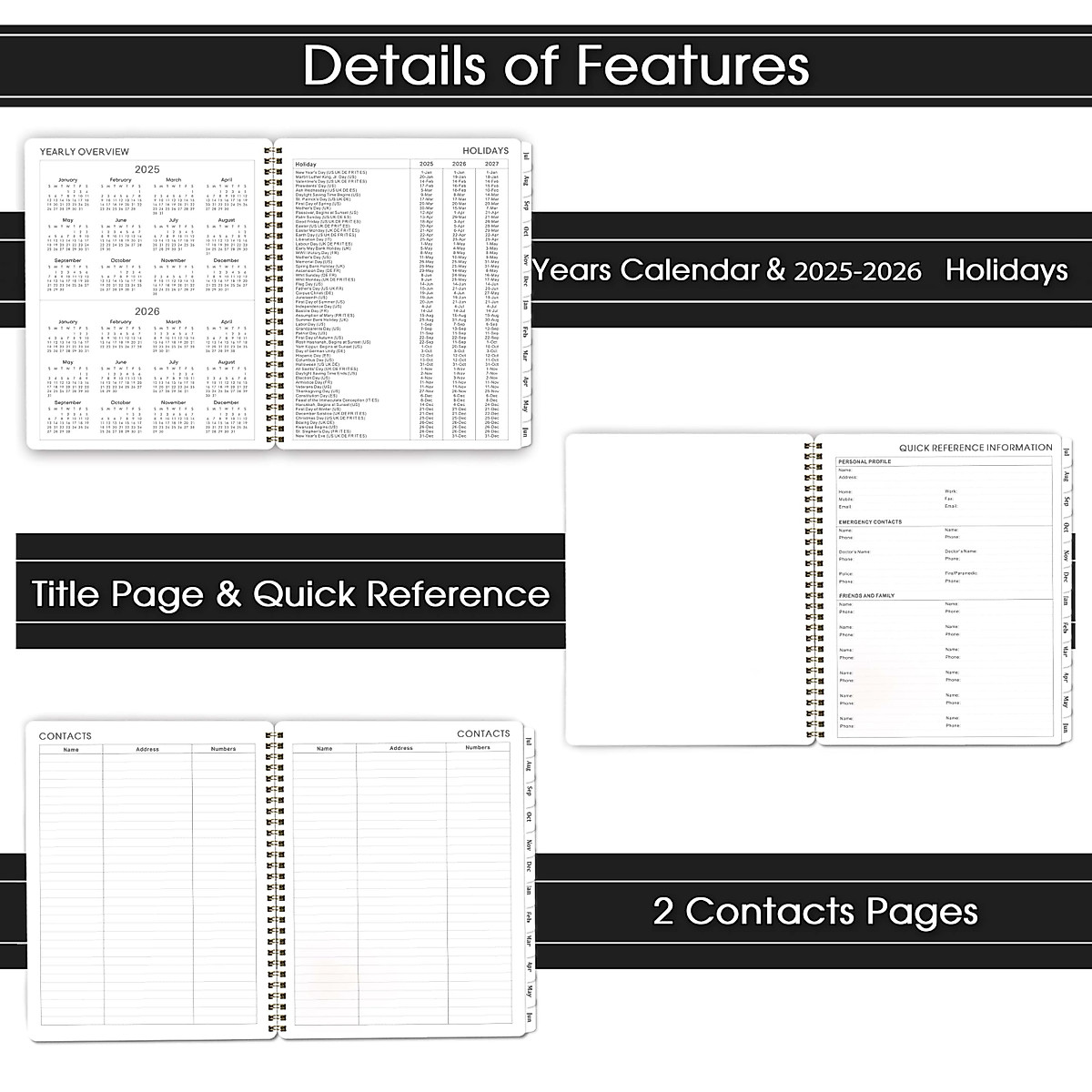 Planner 2023-2024 - Academic Planner 2023-2024 from Jul.2023 - Jun.2024, 2023-2024 Planner Weekly & Monthly with Tabs, 8" x 10", Flexible Cover, Thick Paper, Twin-Wire Binding, Perfect Daily Organizer - Black