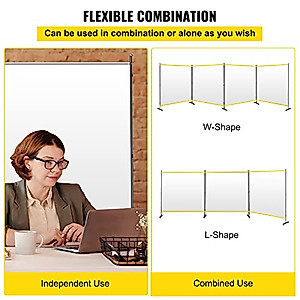VEVOR Room Divider 6ft, Partition Room Dividers 71"x72", Room Divider Wall 1-Panel, Room Dividers, Folding Room Dividers, Partition Room Dividers, Folding Privacy Screens (White) for School, Office