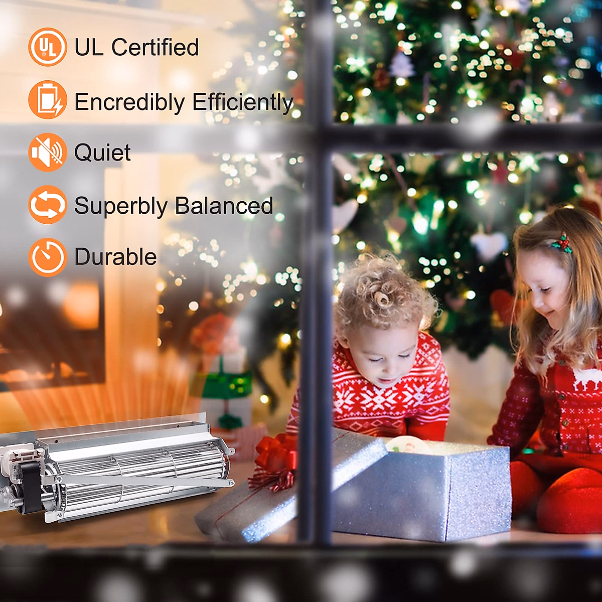 Replacement Fireplace Blower Fan Kit for Majestic 36BDVRRN, 36BDVR, 36BDVR RN, 36BDVT, 33BDVR 39BDVR Fireplace, FK24 Fireplace Blower Kit for Majestic, Majestic 54103 Fan, Rotom HBRB65 HB-RB65