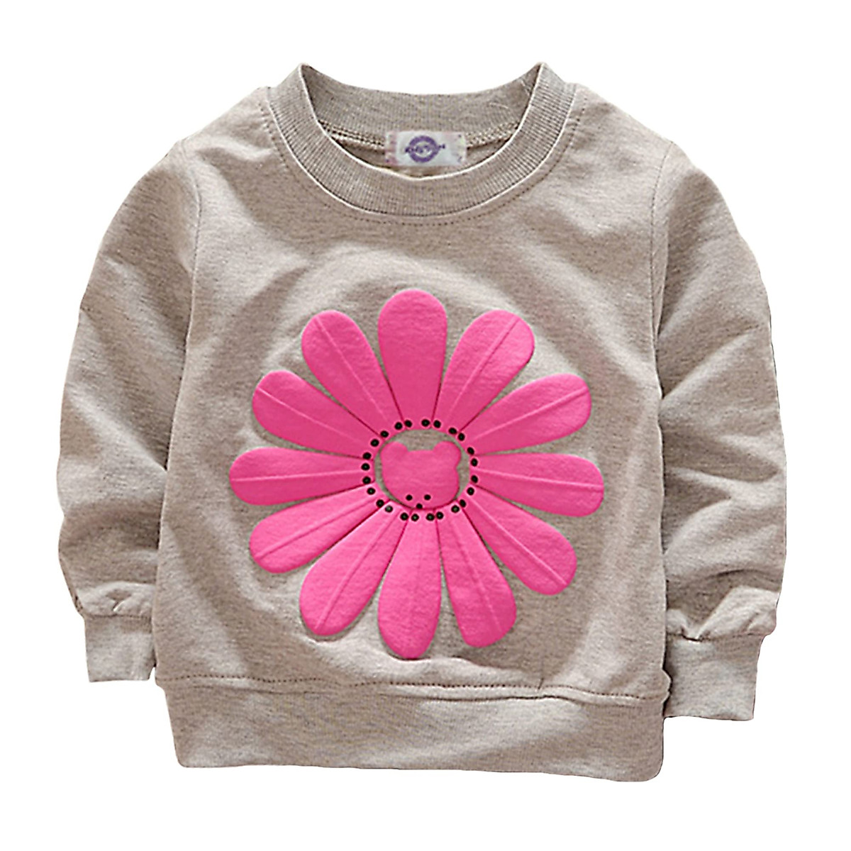 Avidqueen Toddler Baby Girls Sunflower Clothes Set Long Sleeve Top and Pants 2pcs Outfits Fall Clothes (Grey,Age 3T)