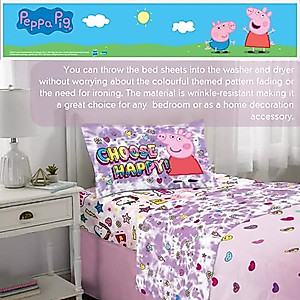 Franco Peppa Pig Pink Heart Kids Bedding Super Soft Microfiber Sheet Set, Twin, (Official Licensed Product)