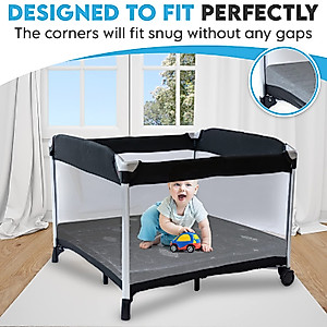 Sleepah Square 36x36 Mattress Pad (Trifold) Waterproof Memory Foam Portable Mattress Topper w Removable Cover Compatible with Joovy Room 2 Delta Children Century Thick Dual Sided