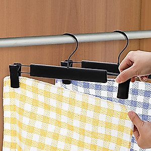 Tosnail 24 Pack Plastic Skirt Pants Clothes Hangers with Adjustable Clips and Swivel Hook for Skirts, Pants, Jeans, Trousers - Black