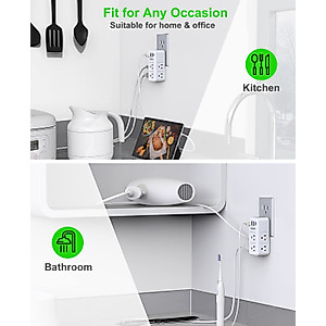 EyGde Multi Plug Outlet Extender Surge Protector 1700J, Wall Power Strip with Rotating Plug & 4 USB Charging Ports (1 USB C) +2 Prong Power Strip with Surge Protector 1700J, EyGde Multi Plug Outlet