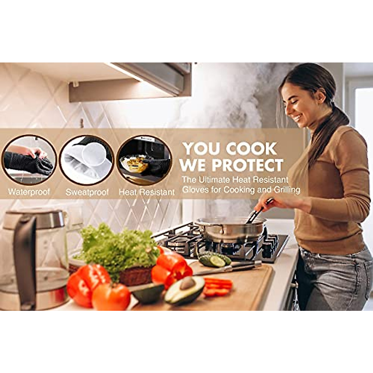 New MEATER+165ft Long Range Smart Wireless Meat Thermometer for The Oven Grill Kitchen BBQ Smoker Rotisserie with Bluetooth and WiFi Digital Connectivity Bundled with HogoR Black Glove